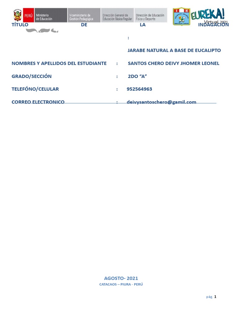 Proyecto de Indagación. Deyvi | PDF | Resfriado comun | Miel