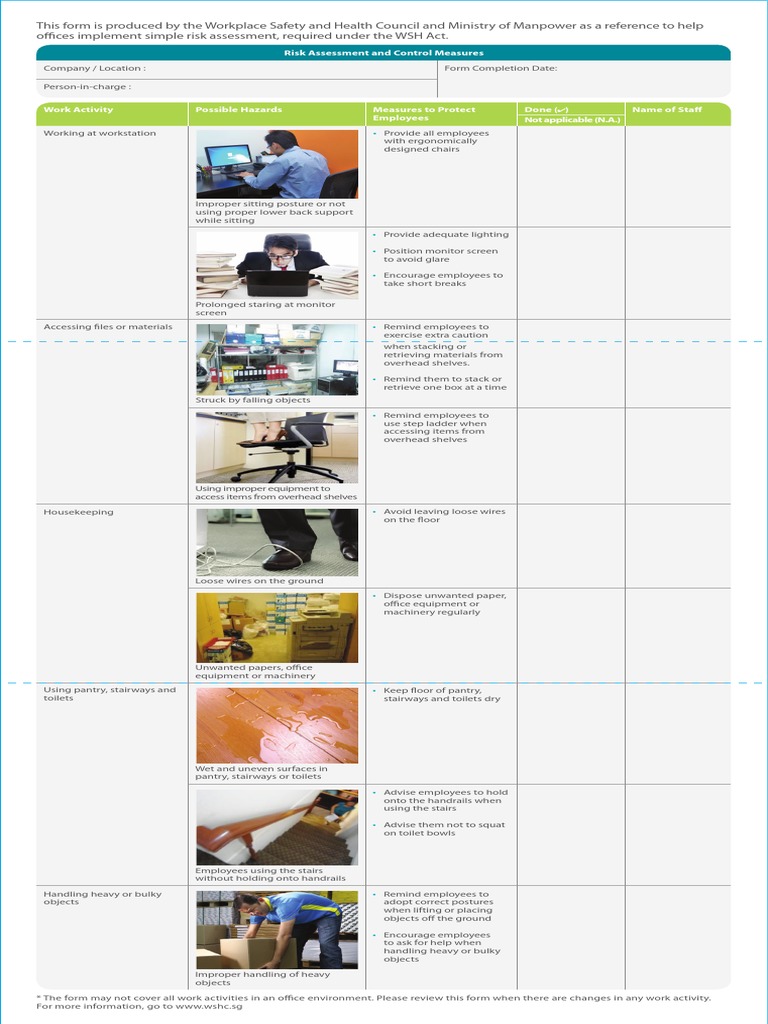 Risk Assessment Checklist | PDF | Stairs | Health Sciences