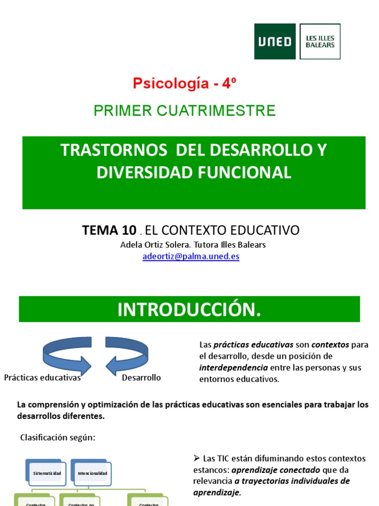 Tema 10. El Contexto Educativo | PDF | Inclusión (Educación) | Aprendizaje