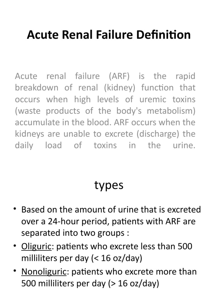 An Overview of Acute Renal Failure: Definitions, Causes, Symptoms, and ...