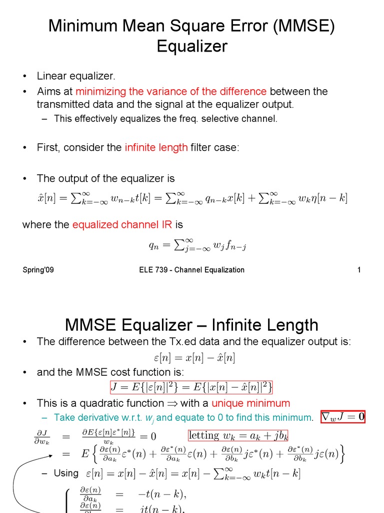 Mmse | PDF | Errors And Residuals | Algorithms