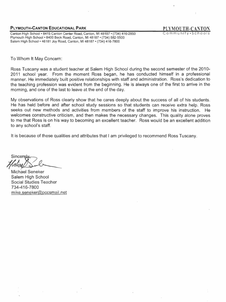 Seneker Letter | PDF | Schools | Learning