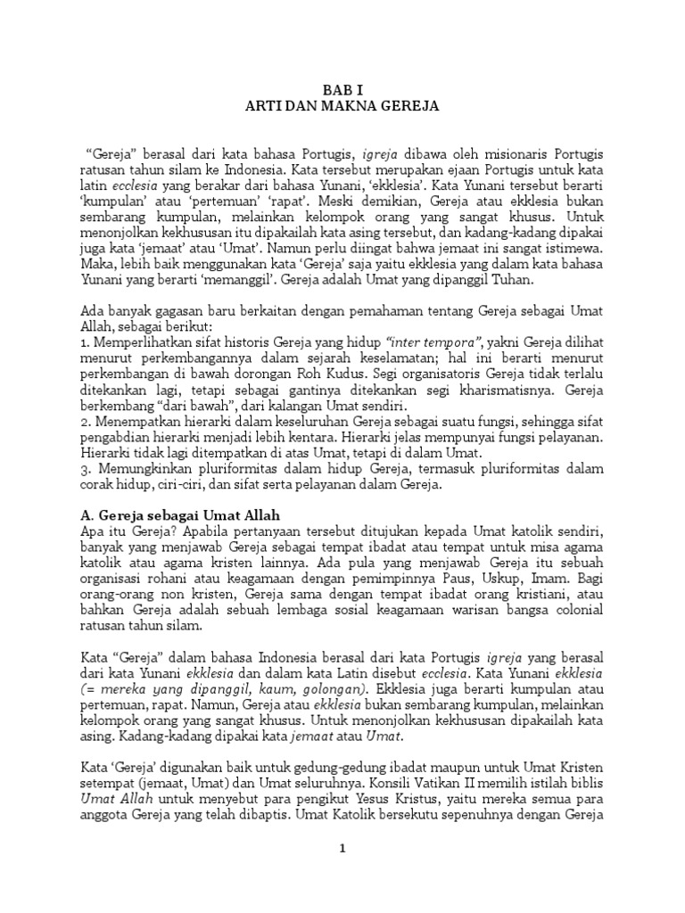 Resume Bab I (Arti & Makna Gereja) | PDF