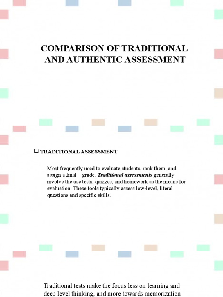 Comparison of Traditional and Authentic Assessment | PDF | Educational ...