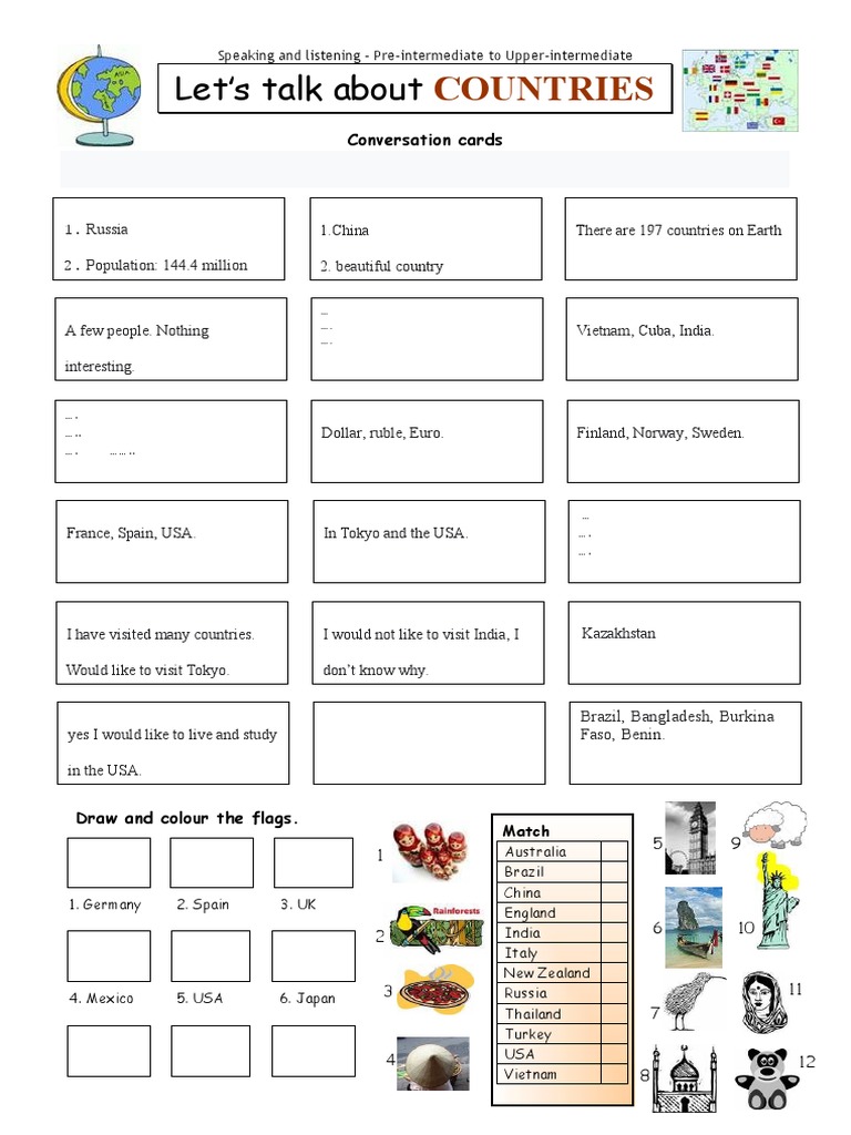 Lets Talk About Countries Fun Activities Games - 16848 | PDF