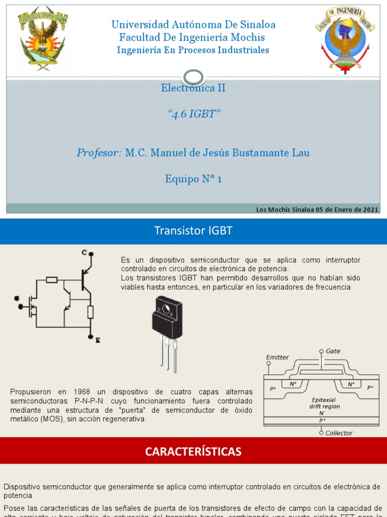 Características y aplicaciones del transistor IGBT | PDF | Transistor | Dispositivos semiconductores