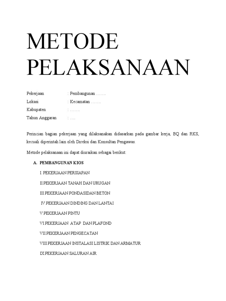 Contoh Metode Pelaksanaan | PDF