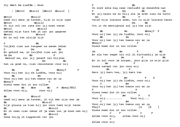 Jij Bent de Liefde - Maan Chords Landscape | PDF