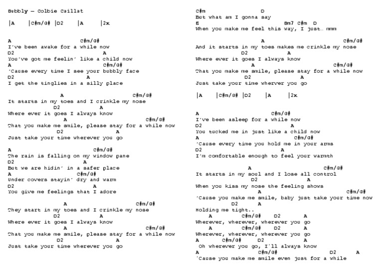 Bubbly - Colbie Caillat Chords Landscape | PDF | Songs | Song Forms