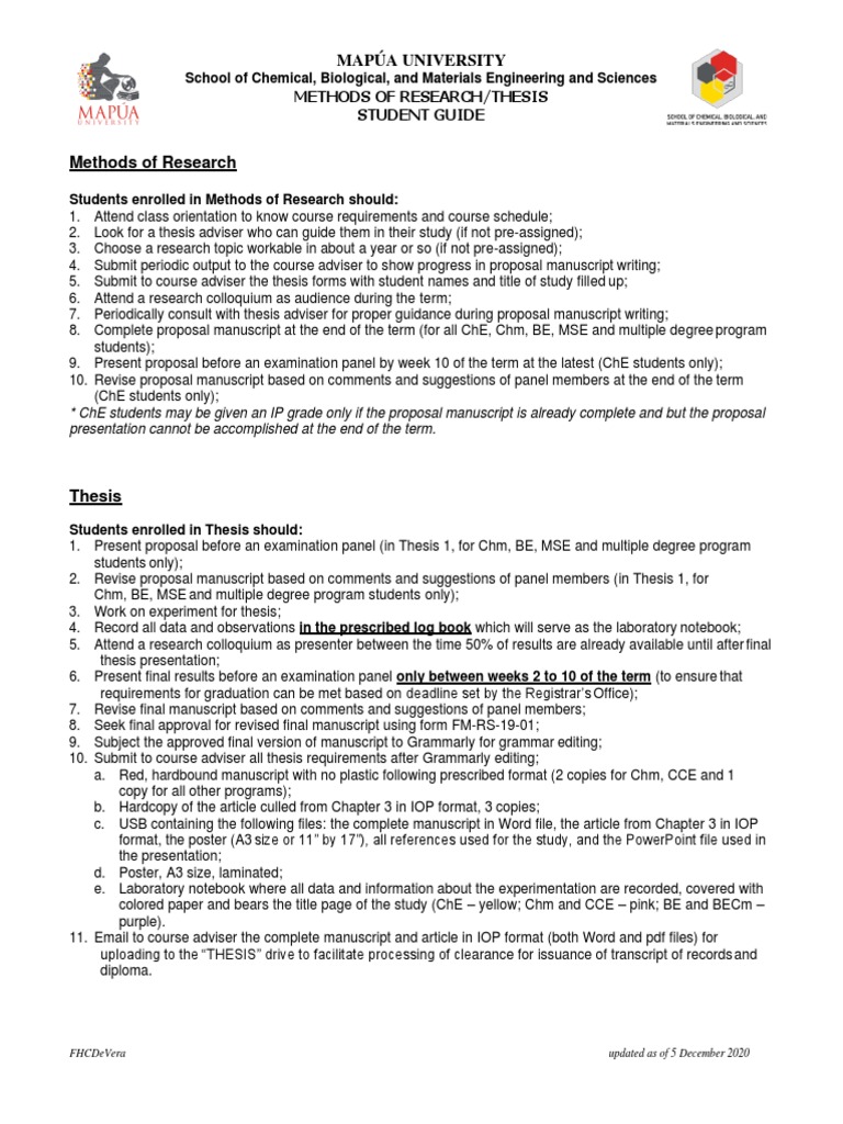 Mapúa Thesis and Research Guide | PDF | Thesis | Academic Degree