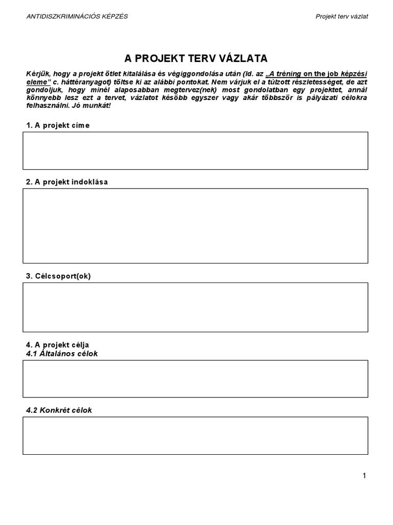 Projekt Terv Vazlat | PDF