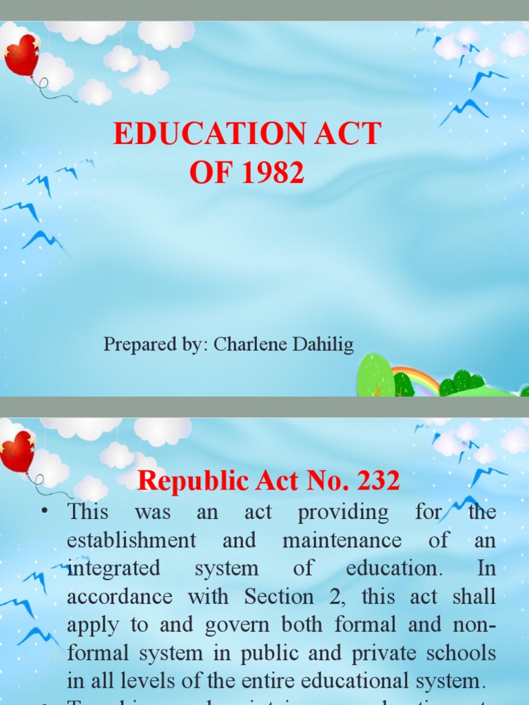 Education Act of 1982 | PDF | Learning | Governance