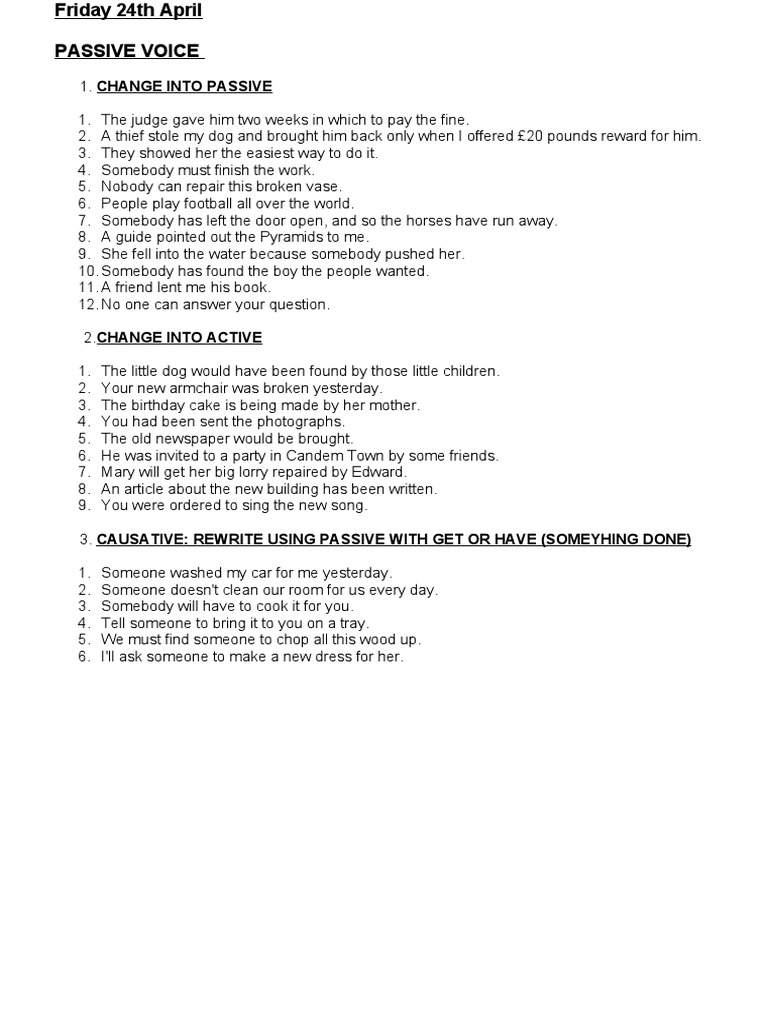 Rewrite Using Passive With Get or Have (Someyhing Done) | PDF ...