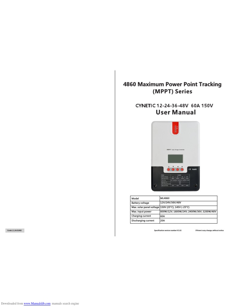 Manual Do Controlador ML4860 | PDF | Solar Panel | Electrical Wiring