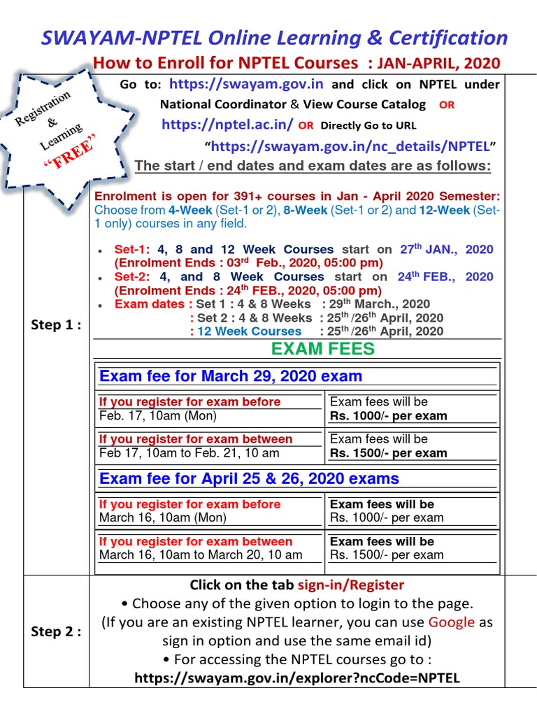 NPTEL How To Reg Jan 2020 | PDF | Career & Growth | Business
