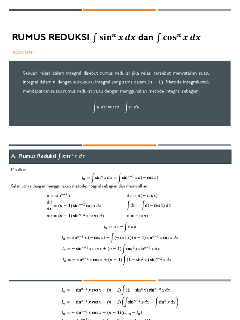 Rumus Integral Reduksi | PDF