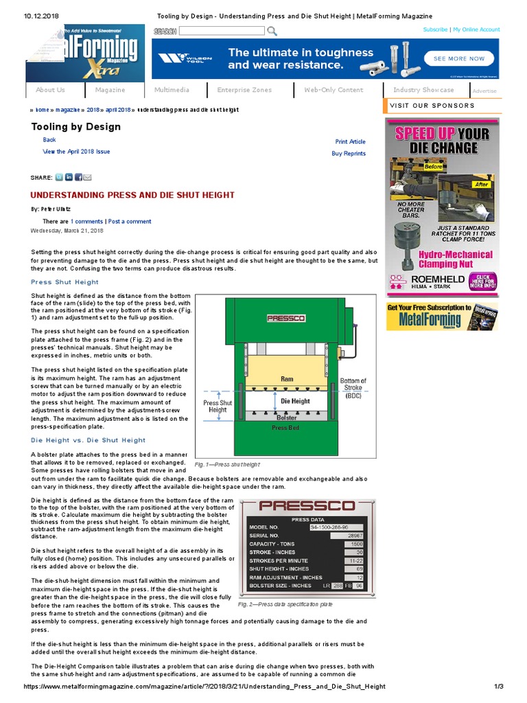 Tooling by Design - Understanding Press and Die Shut Height ...