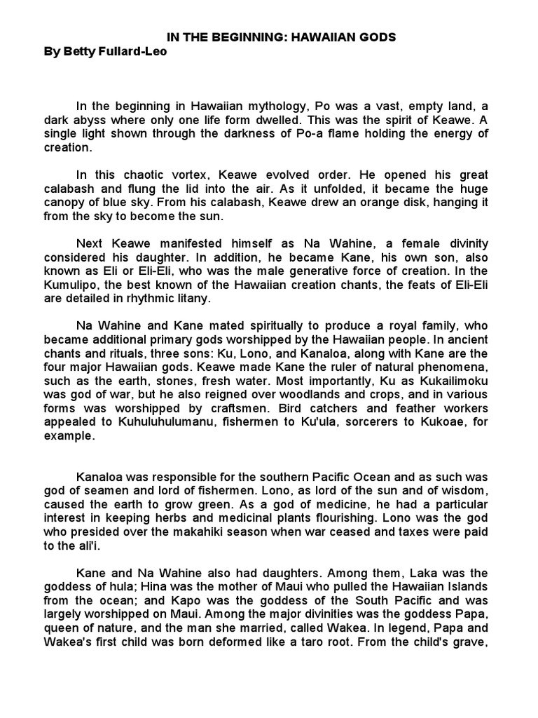 The Origins of Hawaiian Gods: How Keawe Created Order from Chaos and ...