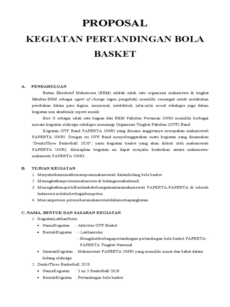 Contoh Proposal BOLA BASKET2 | PDF