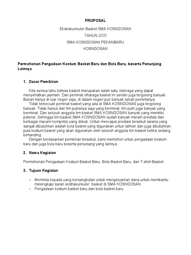 Contoh Proposal BOLA BASKET | PDF