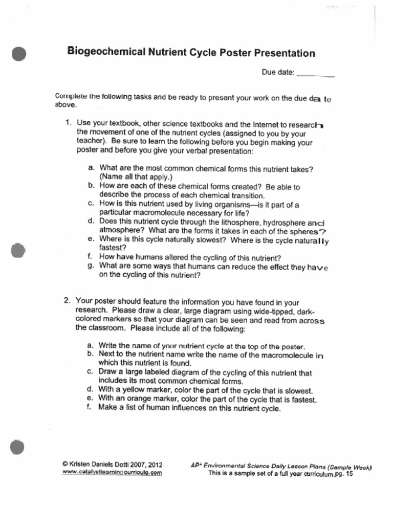 Biogeochemical Cycles Poster | PDF