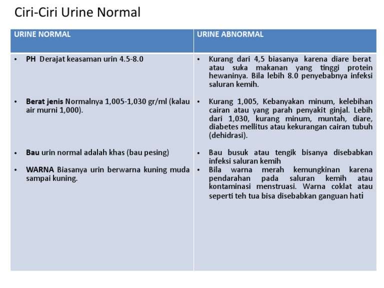 Karakteristik Urin Normal dan Abnormal | PDF