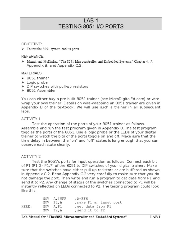 8051 2ed Hard Lab1 | PDF | Microcontroller | Embedded System