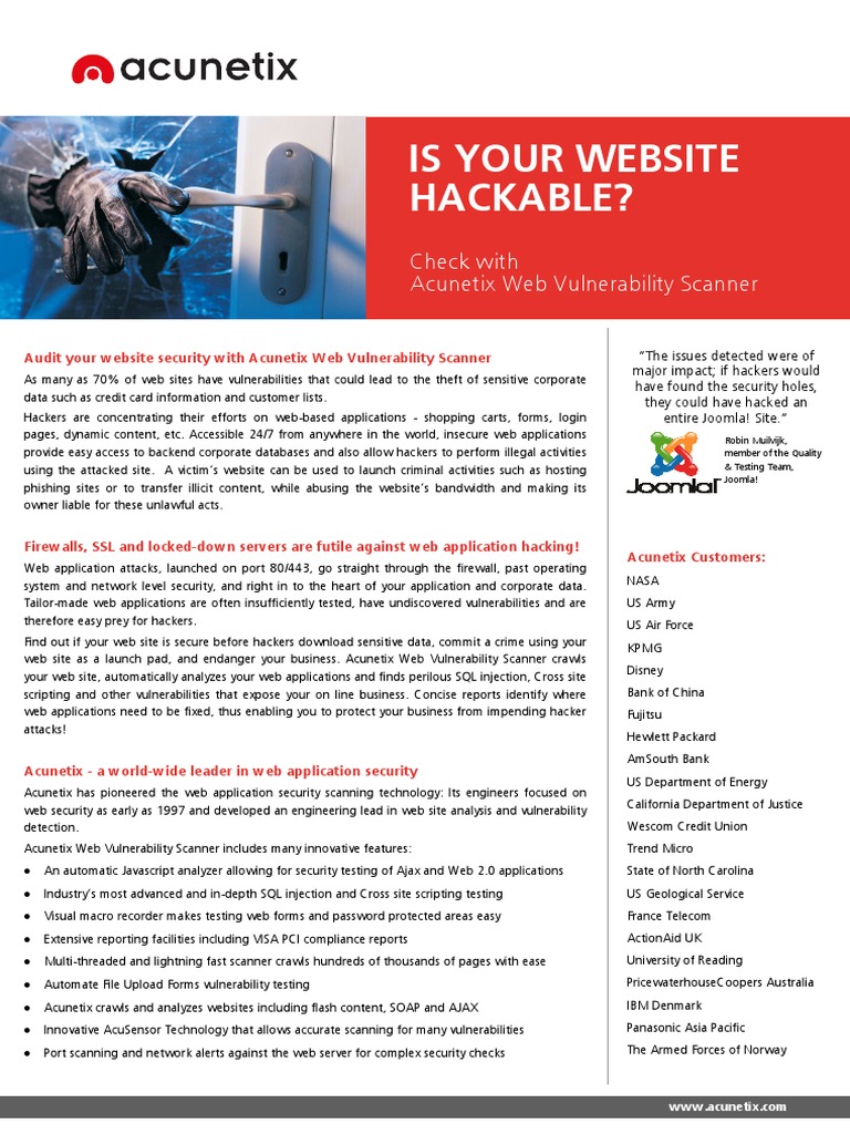 Is Your Website Hackable?: Check With Acunetix Web Vulnerability ...