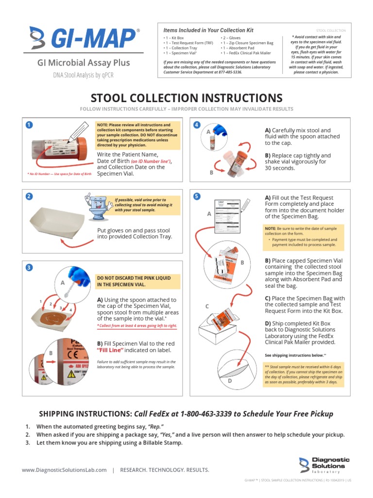 Stool Collection Instructions: DNA Stool Analysis by QPCR | PDF ...