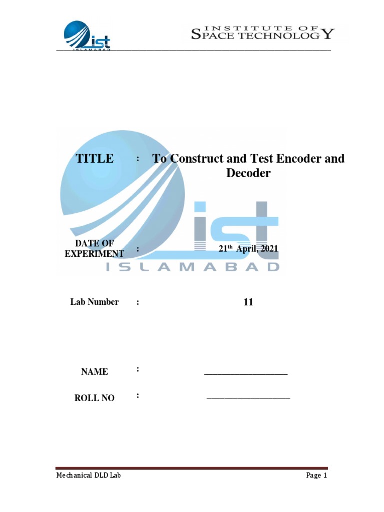 Lab 11 (To Construct and Test Encoder and Decoder.) | Download Free PDF ...
