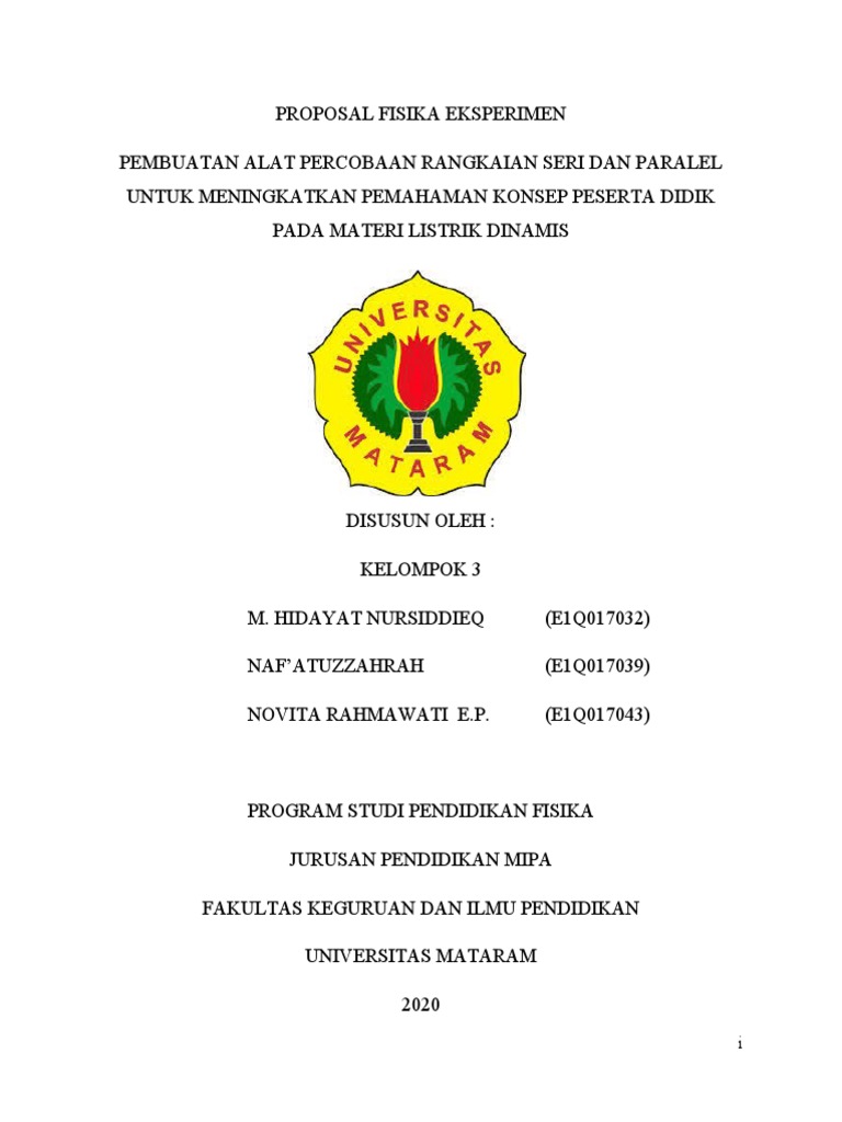 Proposal Fisika Eksperimen KLP.3 | PDF