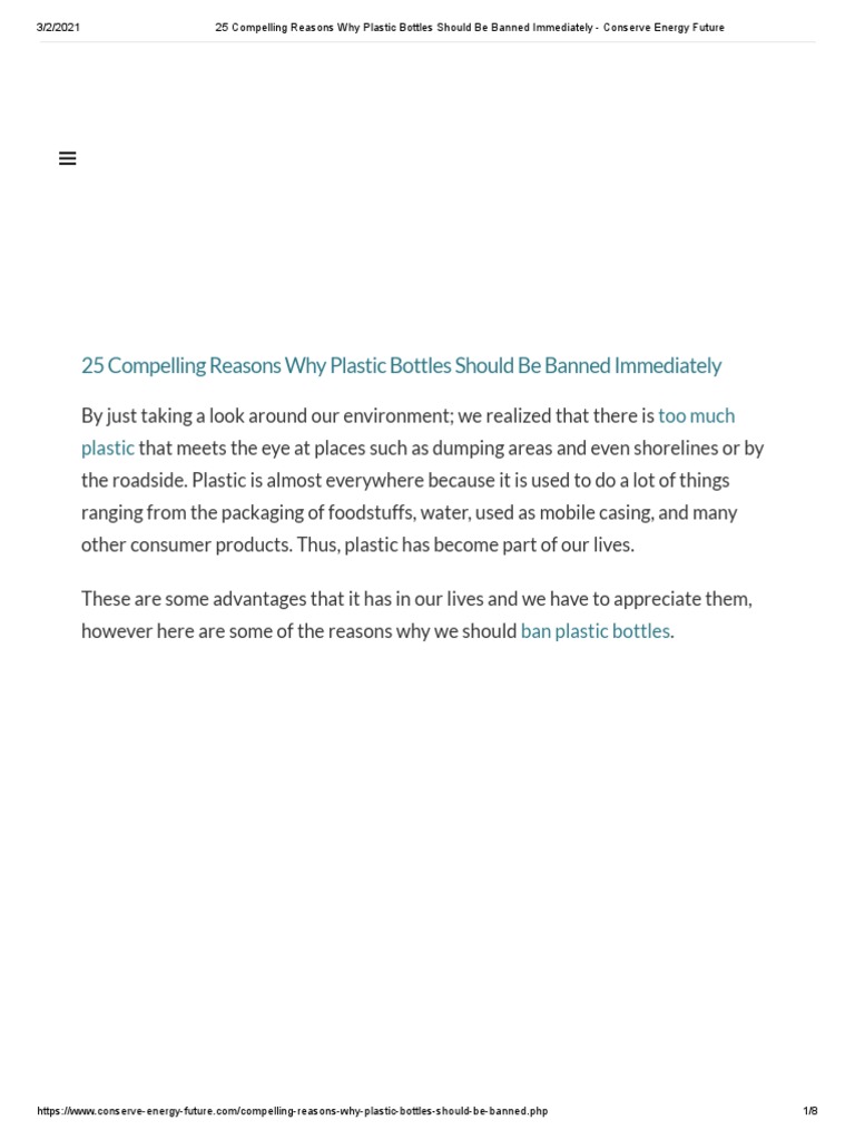 25 Compelling Reasons Why Plastic Bottles Should Be Banned Immediately ...