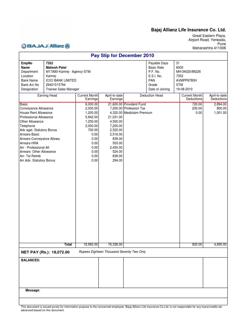 Payslip | PDF | Life Insurance | Insurance