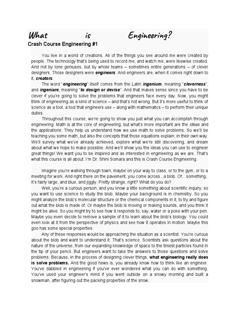 Transcript of What Is Engineering | PDF | Engineering | Engines