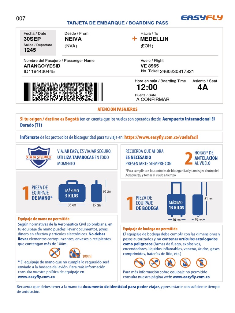 Medellin 30SEP Neiva 1245: Arango/Yesid VE 8965 | PDF