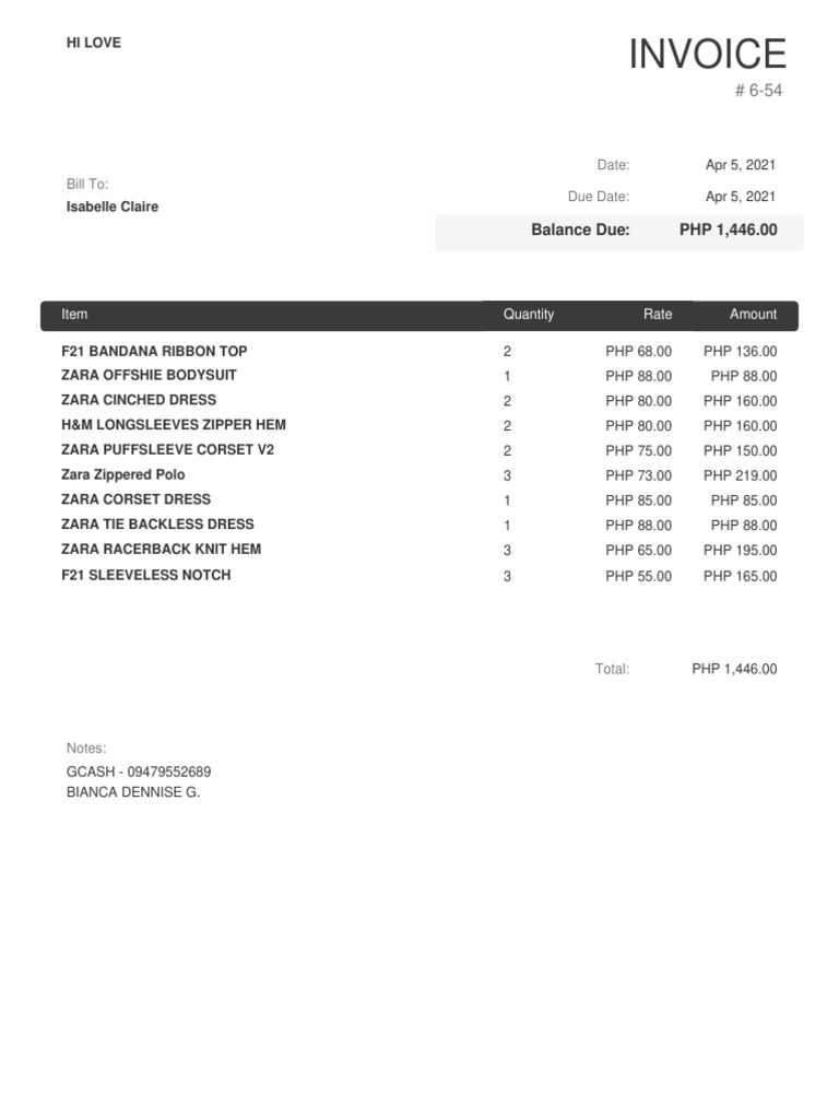 Invoice: Bill To: Date: Due Date | PDF