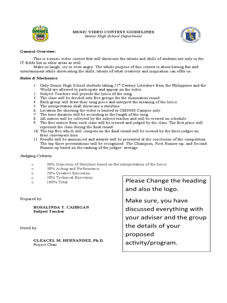 Sample Guidelines and Mechanics of An Activity | PDF