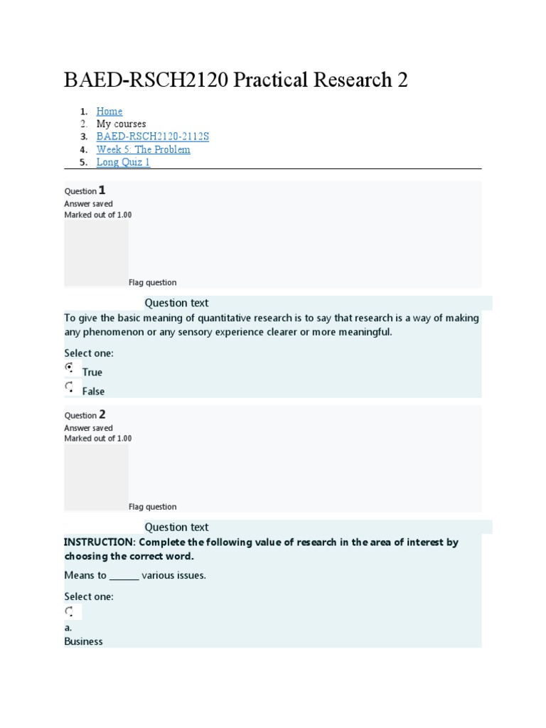 Practical Research Grade 12 Long Quiz | Download Free PDF | Question ...