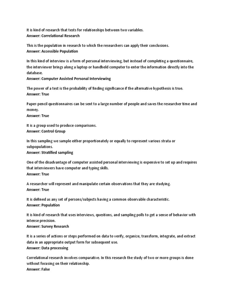Practical Research Grade 12 Short Quiz2 | PDF | Sampling (Statistics ...