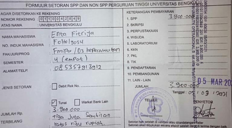 Slip Pembayaran Ukt | PDF