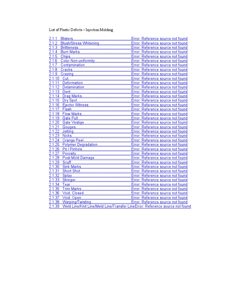 List of Plastic Defects | PDF | Materials | Chemical Substances
