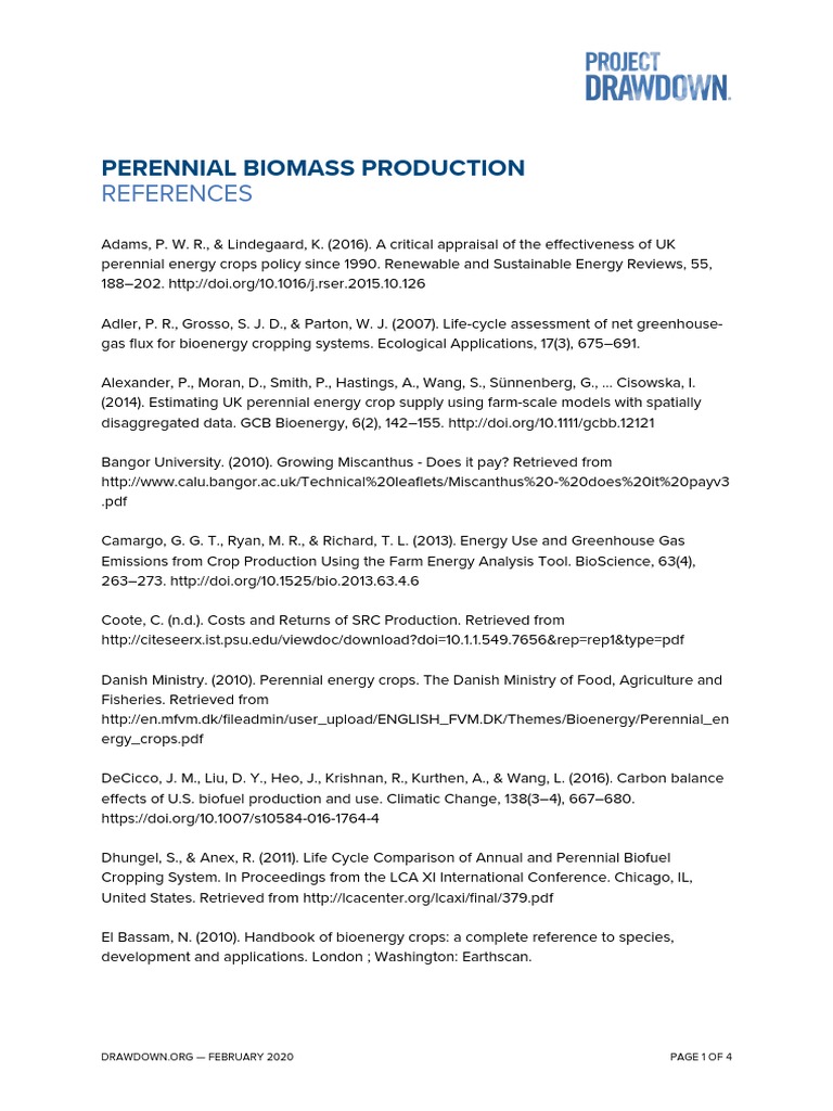 Perennial Biomass Production: References | PDF | Power Resources ...