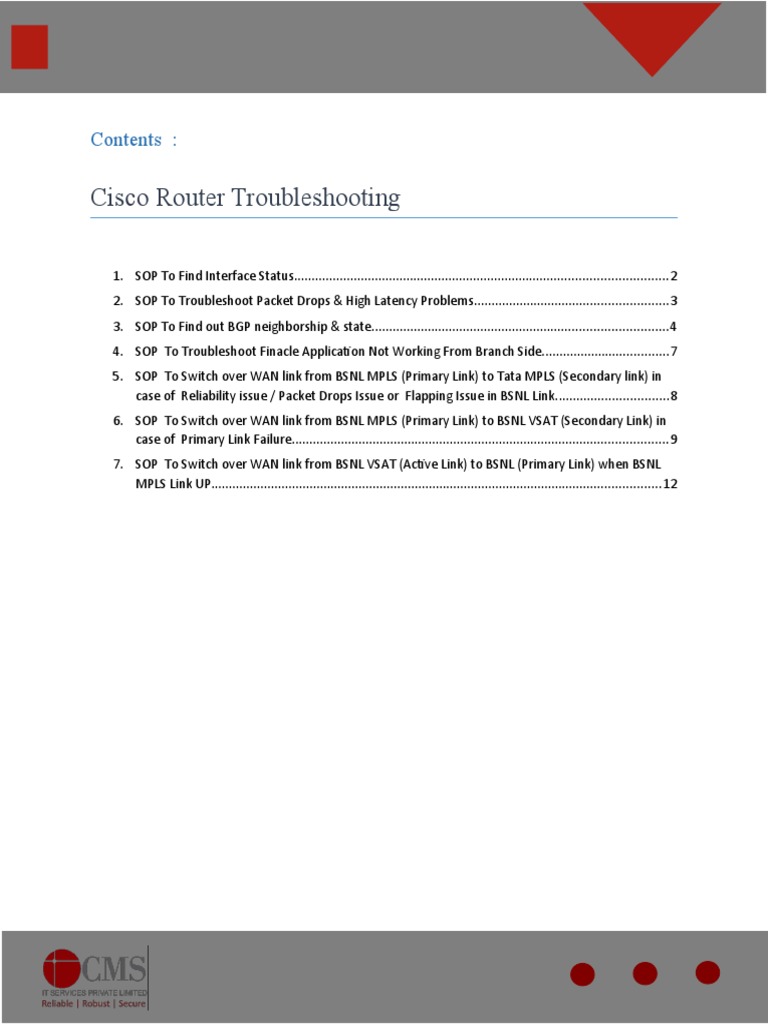 SOP For Cisco Router Troubleshoot | PDF | Router (Computing) | Routing