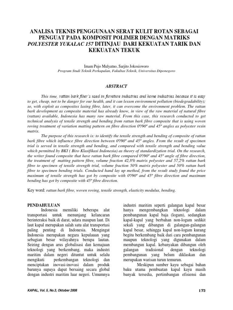 Polyester Yukalac 157 Ditinjau Dari Kekuatan Tarik Dan | PDF | Composite Material | Fibers