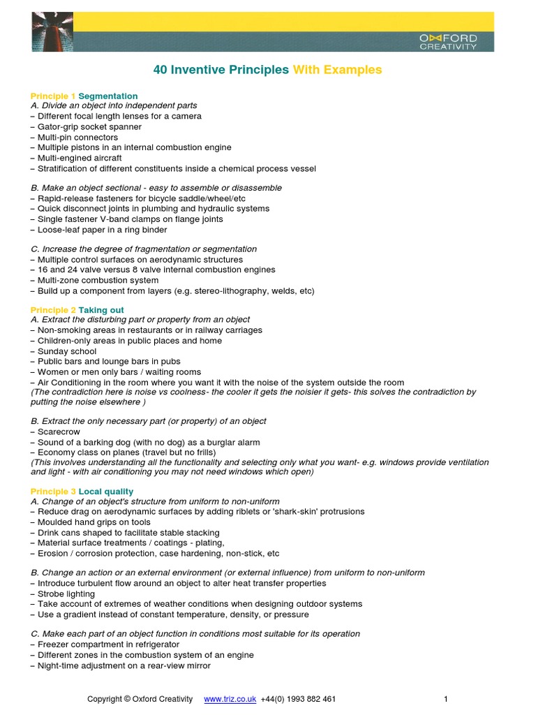 40 Inventive Principles With Examples | PDF | Thermal Expansion | Oxygen