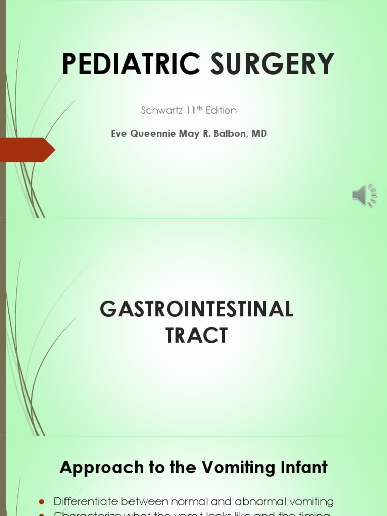Pediatric Surgery Day 2 Gastrointestinal Tract | PDF | Digestive ...