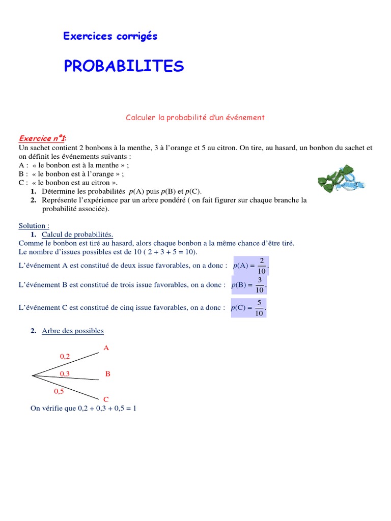 Exercices Corrigés de Probabilités | PDF | Probabilité