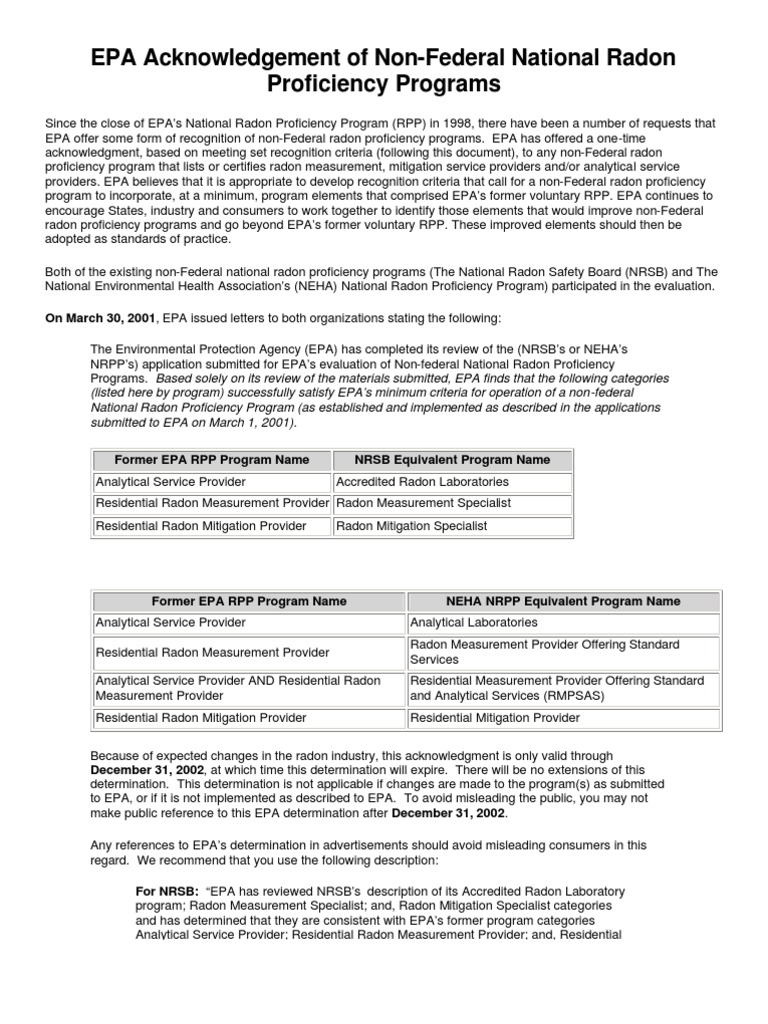 EPA - Acknowledgement of Proficiency Progs | PDF | Calibration | United ...
