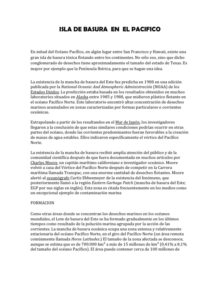 Isla de Basura en El Pacifico | PDF | Contaminación | Oceanografía