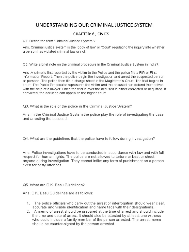 CH 6, Civics, Class 8th | PDF | Arrest | Prosecutor